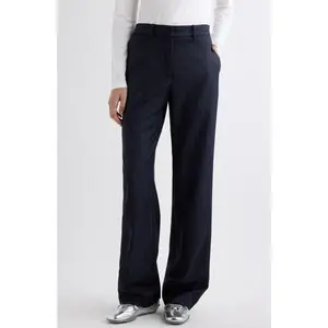 Acne Studios Pyxano Wide Leg Wool Pants - Navy Blue