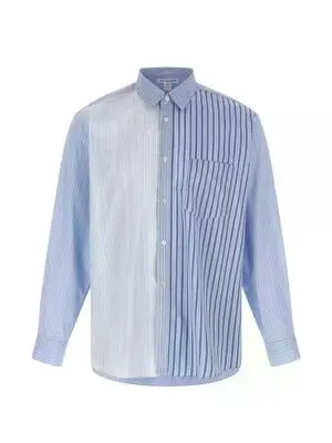 Comme Des Garçons Patchwork Striped Shirt - Blue