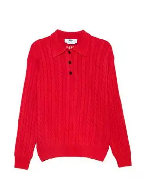 MSGM Cable-knit Polo Sweater
