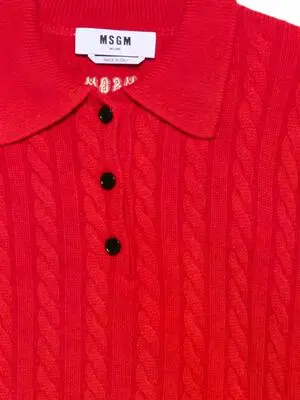 MSGM Cable-knit Polo Sweater