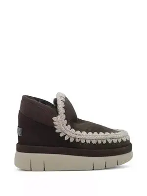 Mou Eskimo Bounce Crochet-trim Platform Ankle Boots - Brown
