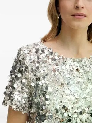 HAVEONE Sequin-embellished Short-sleeve Top