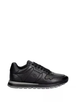BALDININI Logo-embossed Grained Leather Sneakers - Black