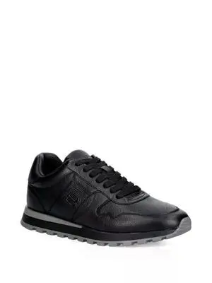 BALDININI Logo-embossed Grained Leather Sneakers