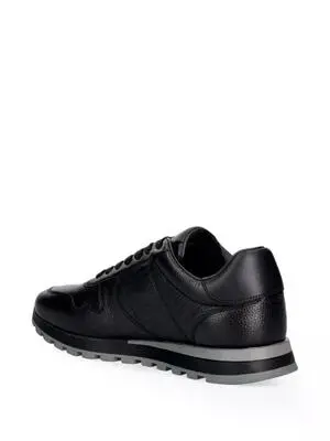 BALDININI Logo-embossed Grained Leather Sneakers - Black