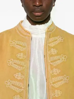 MARANT ETOILE Emalia Embroidered Denim Jacket - Yellow