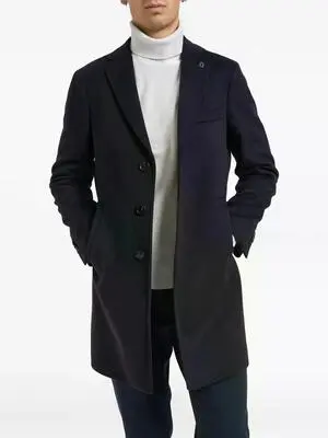 BRERAS MILANO Single-breasted Notched-lapels Coat - Blue