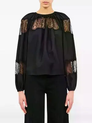 Ulla Johnson Bess Lace-trimmed Silk Blouse - Black