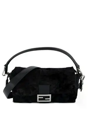 Fendi Baguette Soft Calfhair Shoulder Bag - Black