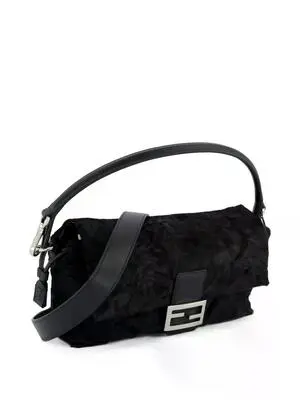Fendi Baguette Soft Calfhair Shoulder Bag - Black