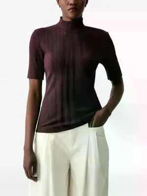 Marc O'polo Ribbed-knit Short-sleeve Top - Brown