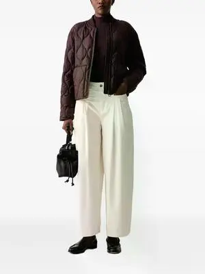 Marc O'polo Ribbed-knit Short-sleeve Top - Brown