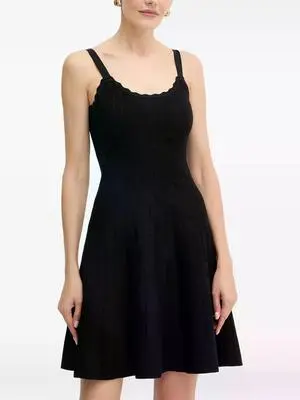 MORGAN Scalloped-trim Mini Dress - Black