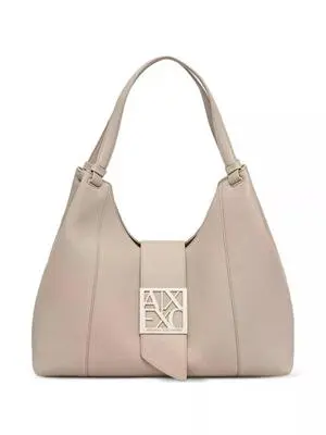 Armani Exchange Logo-plaque Grained Tote Bag Neutrals