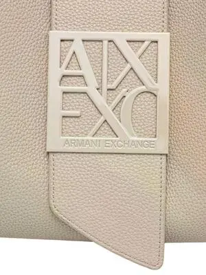 Armani Exchange Logo-plaque Grained Tote Bag - Neutrals