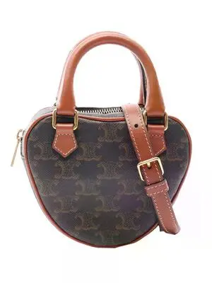 Celine 2000-2026 Medium Triomphe Coated Canvas Heart Satchel - Brown