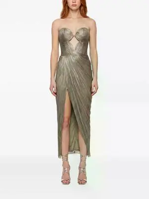 MARIA LUCIA HOHAN Amisha Lace-up Pleated Maxi Dress - Gold