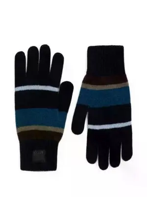 Paul & Shark Artist Stripe Ribbed-cuff Gloves - Black