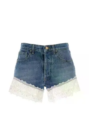 Alanui Romance Lace-trim Denim Shorts