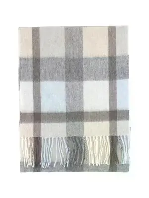 PUROTATTO Check-pattern Fringed Scarf - Neutrals