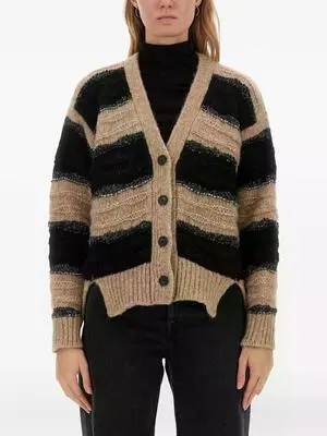 MILA SCHON Striped Chunky-knit Cardigan