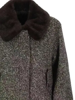 THELAURENT Faux-fur Collar Marl-effect Bomber Jacket