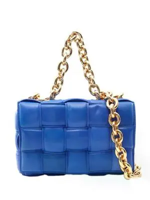 Bottega Veneta 2012-2026 Nappa Intrecciato Padded Chain Cassette Satchel - Blue