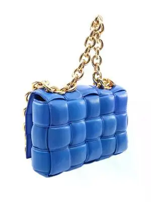 Bottega Veneta 2012-2026 Nappa Intrecciato Padded Chain Cassette Satchel - Blue