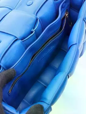 Bottega Veneta 2012-2026 Nappa Intrecciato Padded Chain Cassette Satchel - Blue