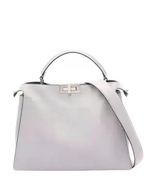 Fendi 2000-2010 Large Leather Peekaboo Essential Satchel - Blue