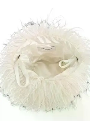 YVES SALOMON Feather-embroidered Clutch Bag - White