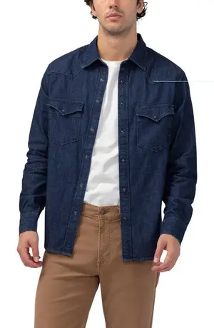 SILVER JEANS CO. Long Sleeve Denim Western Shirt