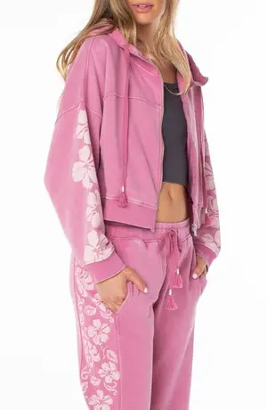 Roxy Tropical Trails Full Zip Hoodie - Htr Rose