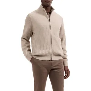 Bugatchi Full Zip Sweater - Cobblestone