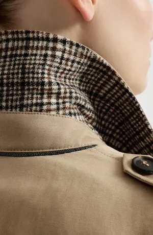 Brunello Cucinelli Cotton And Linen Twill Trench With Monili