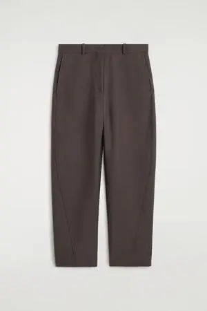 Cos Cropped Wool Barrel-leg Trousers - Brown