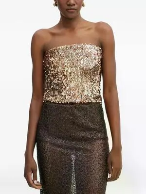 HAVEONE Sequin-embellished Bandeau Top - Gold