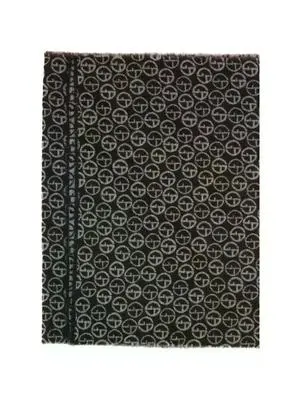 GIORGIO ARMANI Logo-pattern Frayed Scarf