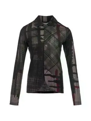 Y’s Abstract-print Button-up Cardigan