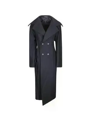 Yohji Yamamoto Asymmetric Double-breasted Coat - Black