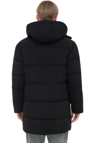 ROKKA&ROLLA Hudson Hooded Mid-length Puffer Jacket - Black