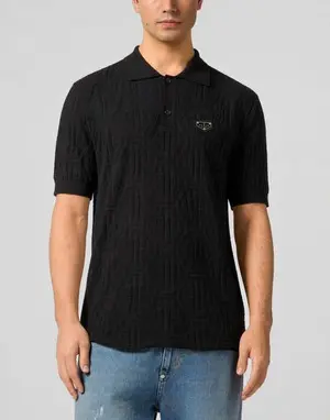 Philipp Plein Jacquard Polo T-shirt Monogram - Black
