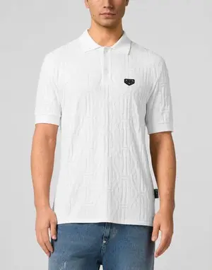 Philipp Plein Jacquard Polo T-shirt Monogram - White