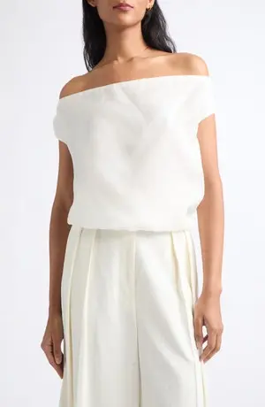 Staud Larissa Off The Shoulder Silk Top - Ivory