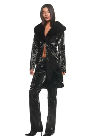 I.AM.GIA Castor Faux Leather Jacket With Faux Fur Collar