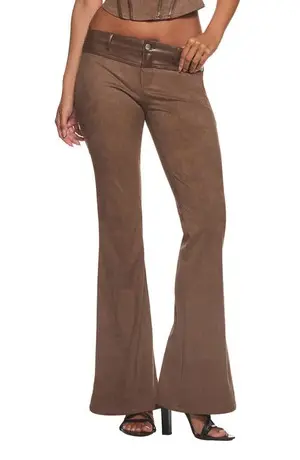 I.AM.GIA Viviane Faux Suede Flare Pants - Chocolate