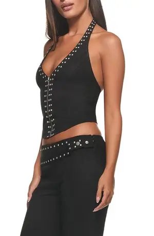 I.AM.GIA Seraphine Studded Low Rise Faux Suede Flare Pants