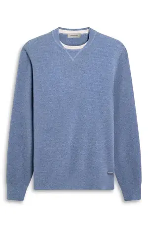 Bugatchi Wool & Cashmere Crewneck Sweater - Air Blue