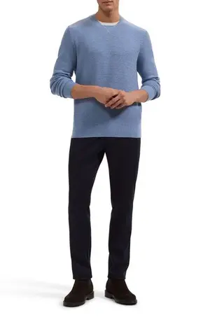 Bugatchi Wool & Cashmere Crewneck Sweater - Air Blue