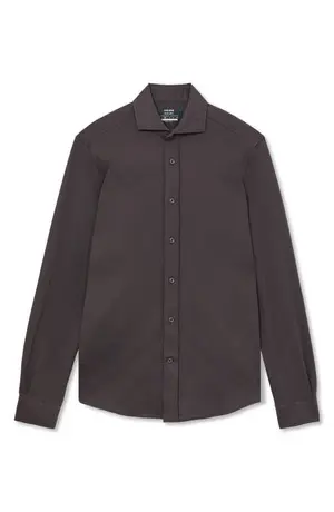 REISS Monaco Slim Fit Stretch Jersey Shirt - Dark Brown